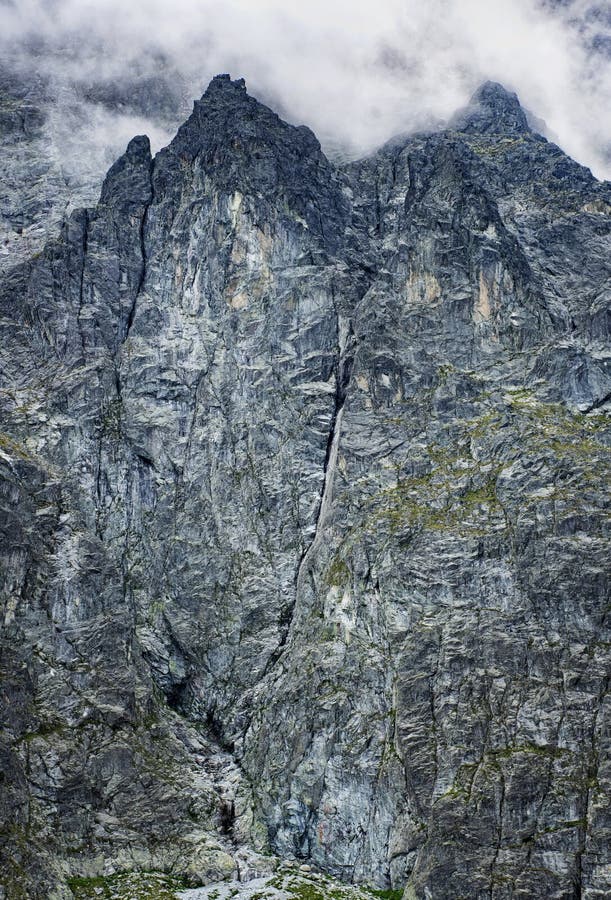 A Large Rocky Wall with Two Peaks Stock Photo - Image of rocky, scenery ...
