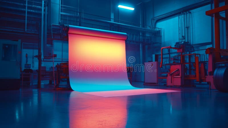 Large Roll of Illuminated Paper in Industrial Setting Stock ...