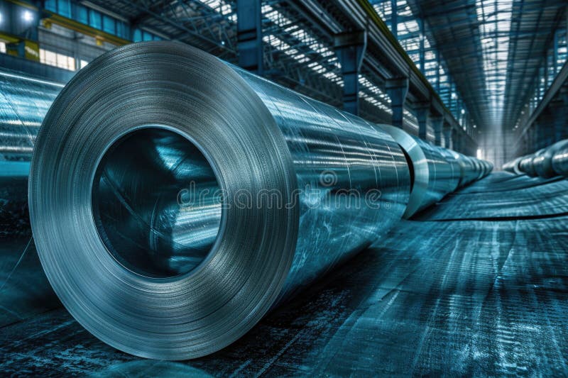 A Large Roll of Steel in a Warehouse. Perfect for Industrial Concepts ...