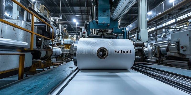 A Large Roll of White Paper Being Processed on a Printing Machine in a ...