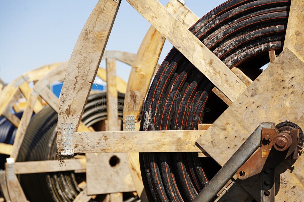 Large Rolls of Cable at the Construction Site Stock Image - Image of ...