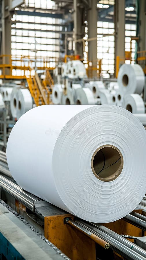 Large Rolls of Paper at a Paper and Cardboard Production Plant. Stock ...