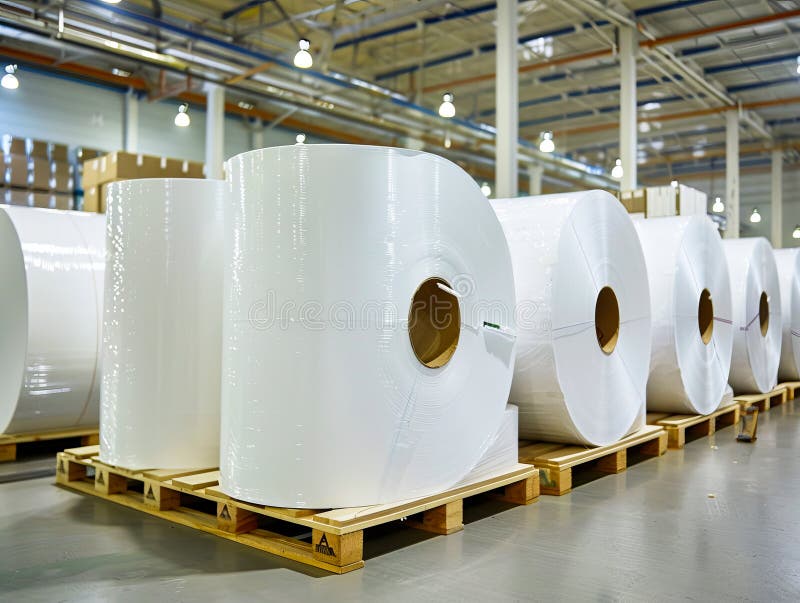 Large Rolls of Paper in a Warehouse Stock Image - Image of cylinder ...