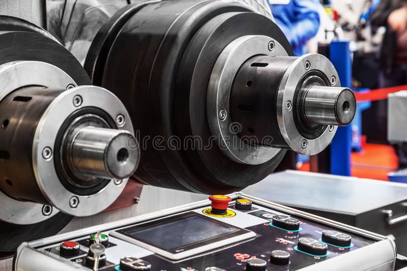 Large Rolls of the Pipe Bending Machine are Working Stock Image - Image ...