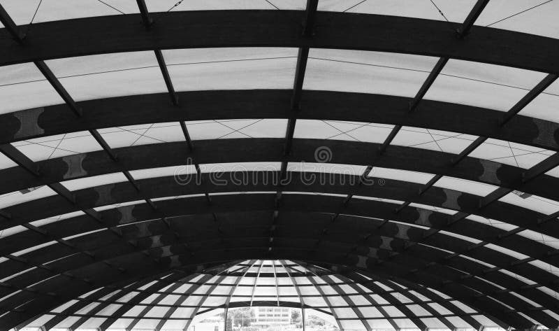 Large Roof Wooden Structure Stock Photo - Image of symmetry, monochrome ...
