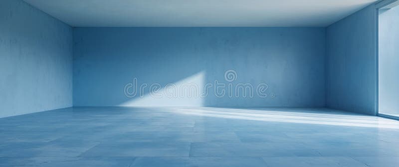 A Large Room with a Blue Floor and a Blue Wall. Stock Photo - Image of ...
