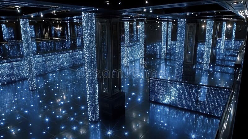 A Large Room with Blue Lights and a Blue Ceiling Stock Image - Image of ...