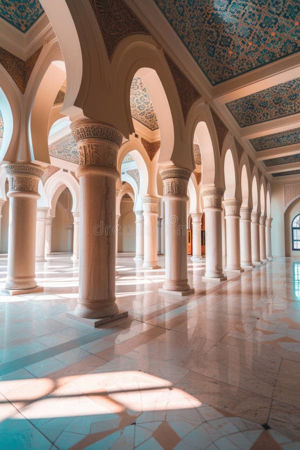 A Large Room with Columns and a Skylight, Perfect for Architectural ...