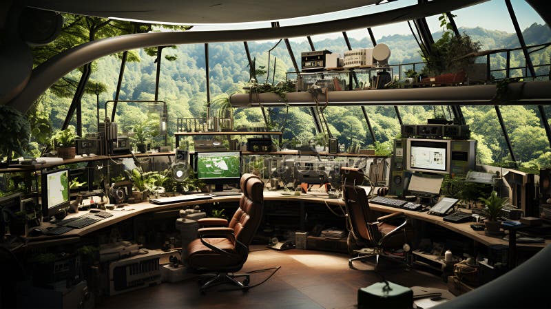 A Large Room with a Lot of Computers in it. Generated by Ai. Stock ...