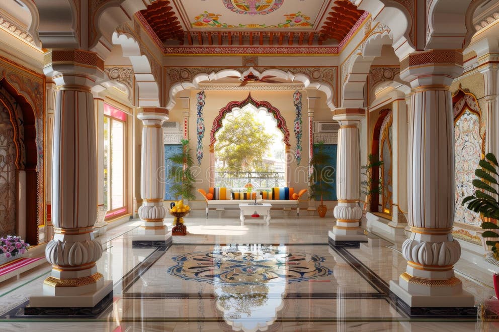 A Large Room with a Lot of Pillars and a Window Stock Photo - Image of ...