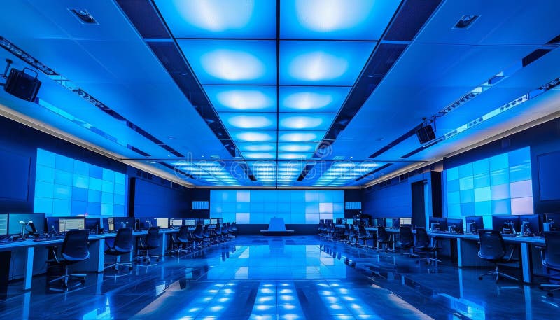 A Large Room with Many Computer Monitors and Chairs by AI Generated ...