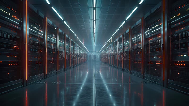 A Large Room with Many Computer Servers Stock Photo - Image of tech ...