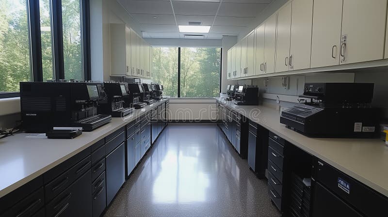 A Large Room with Many Counters and Cabinets. the Room is Very Clean ...