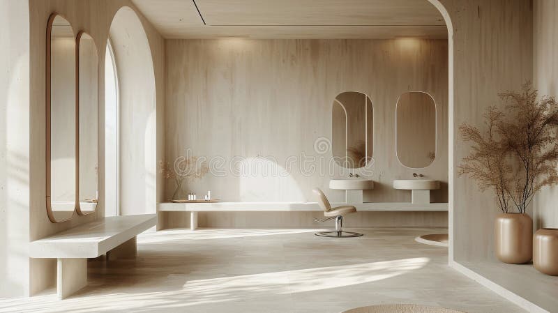 Large Room with Multiple Mirrors on the Wall Stock Image - Image of ...