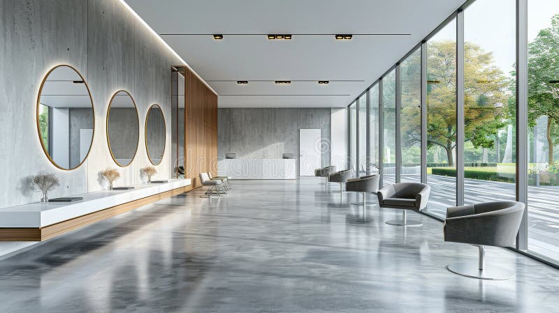 Large Room with Multiple Mirrors on the Wall Stock Image - Image of ...