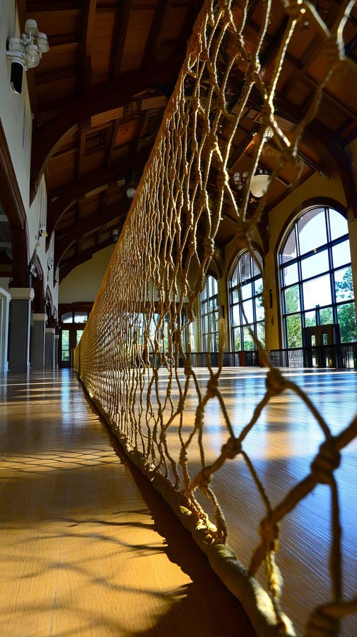 A Large Room with a Large Net Hanging from the Ceiling Stock Photo ...