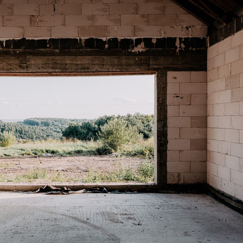 A Large Room with a View Out a Window in it Stock Photo - Image of ...