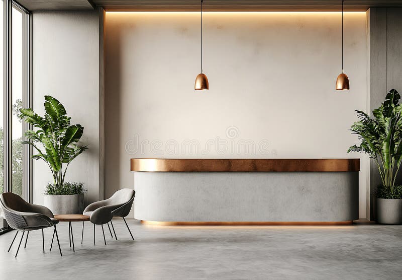 A Large Room with a White Wall and a Large Counter Stock Illustration ...