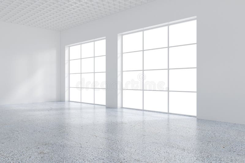 Large Room with Windows and Falling Light from the Window To the Floor ...
