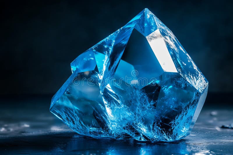A Large, Rough, Blue Crystal with Sharp Edges and Internal Fractures ...