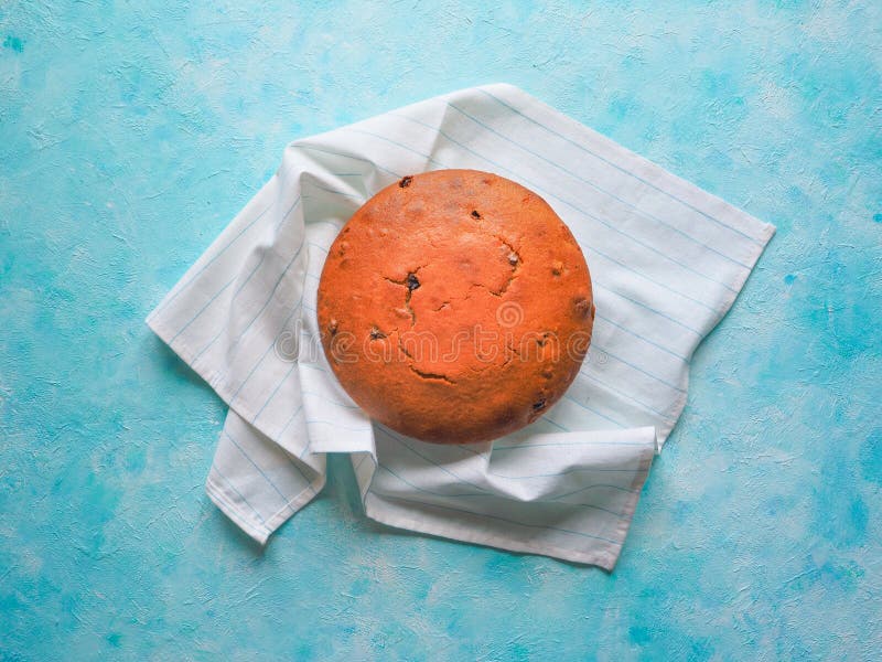 Large Round Baked Muffin with Nuts and Raisins. the View from the Top ...