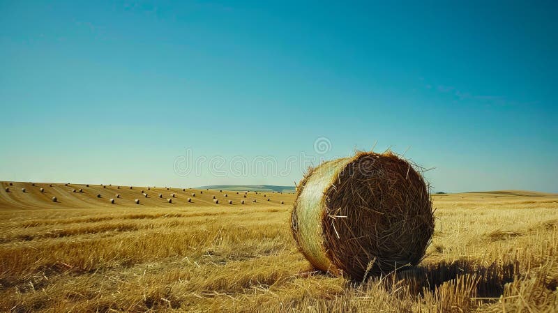 A Large Round Bale in the Middle of a Field Stock Image - Image of farm ...