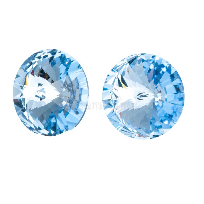 Large Round Blue Crystal Rhinestones. Front and Side View Stock Image ...