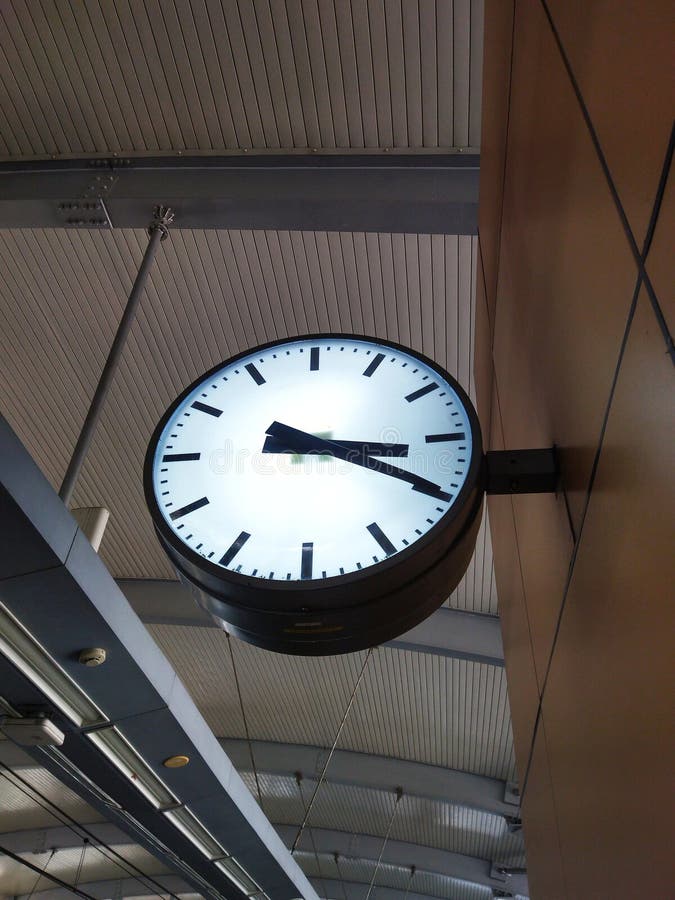 Large Round Clock Hanging in a Modern Building Stock Image - Image of ...