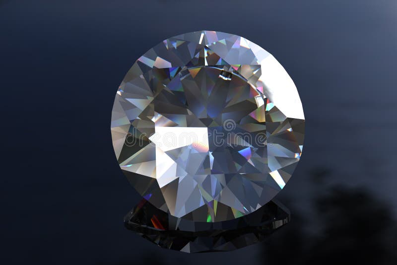 Large Round Euro Cut Diamond Gemstone Stock Illustration - Illustration ...