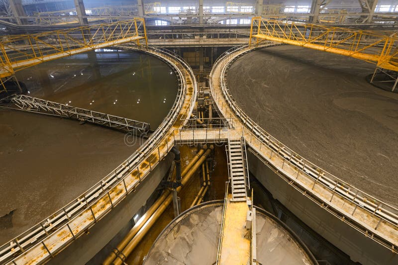 Large Round Floatation Machine Tank Full of Liquid at Plant Stock Photo ...