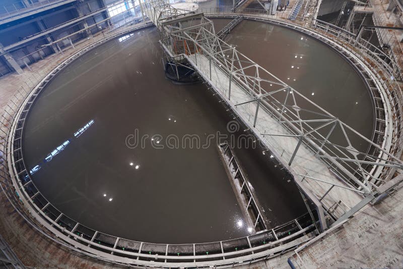Large Round Floatation Machine Tank Full of Liquid at Plant Stock Image ...