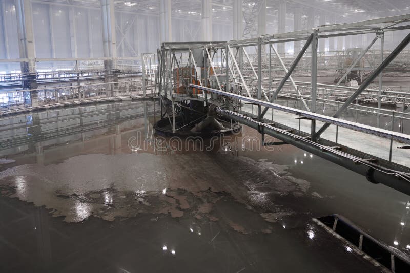 Large Round Floatation Machine Tank Full of Liquid at Plant Stock Image ...