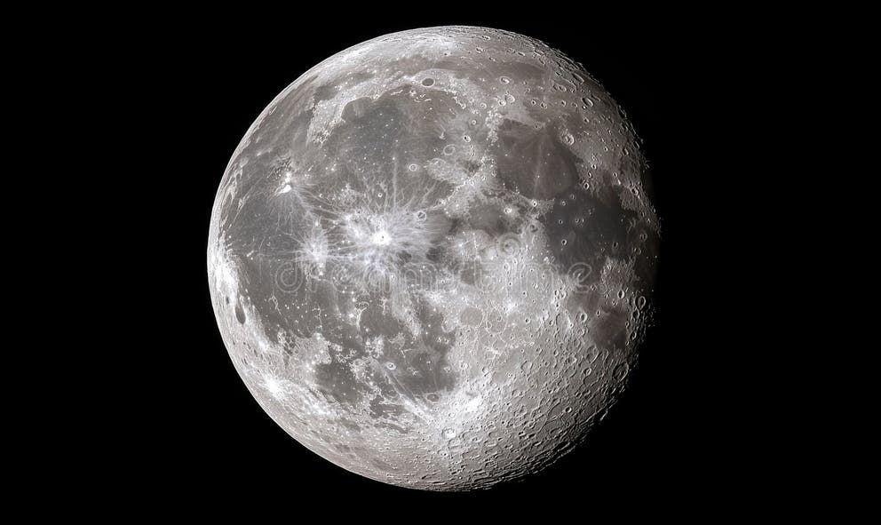 A Large, Round, Gray Moon in the Night Sky Stock Photo - Image of orbit ...
