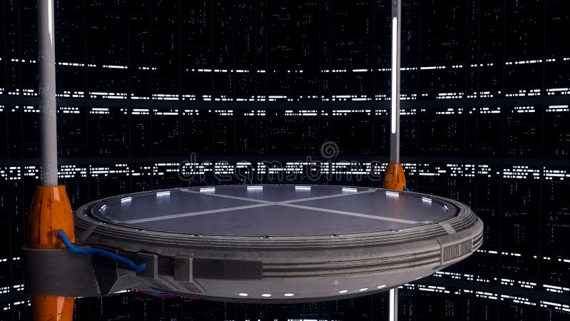 Large Round Lifting Platform in a Vast Science Fiction Space Station ...