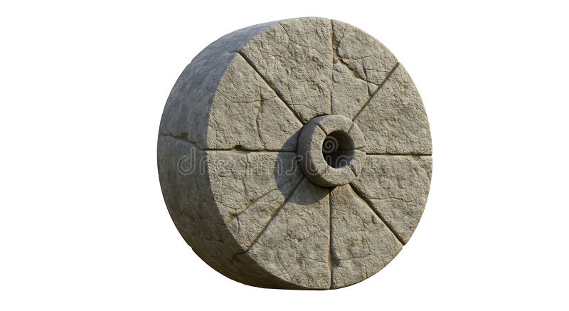 A Large, Round Millstone Made of Coarse, Textured Stone. it Features a ...