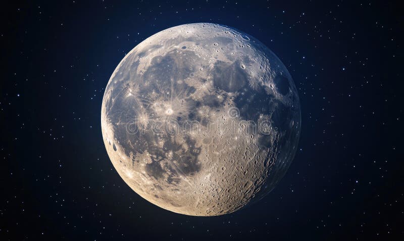 A Large, Round Moon in the Night Sky Stock Image - Image of bright ...