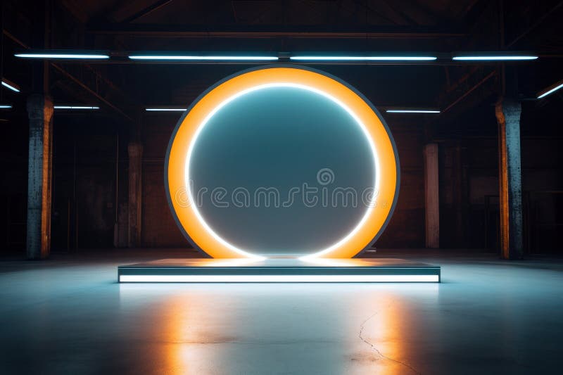 A Large Round Object with a Glowing Light Inside Stock Illustration ...