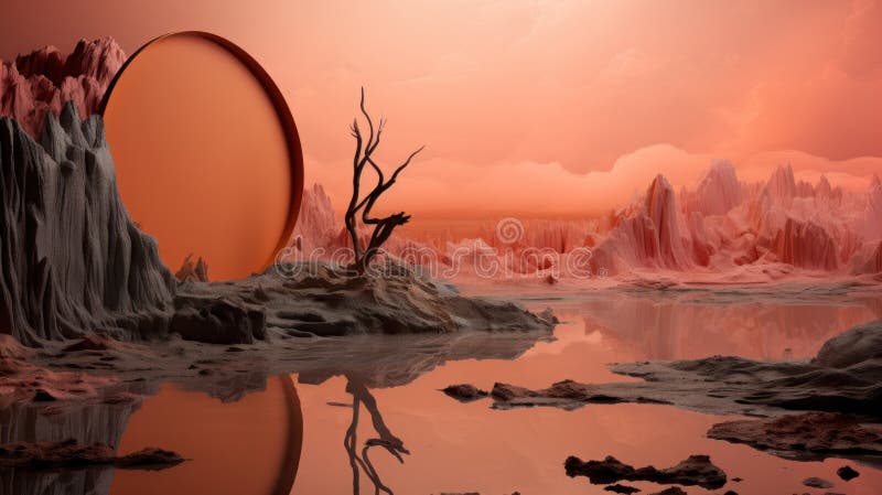 A Large Round Object is Sitting on Top of a Mountain, AI Stock ...