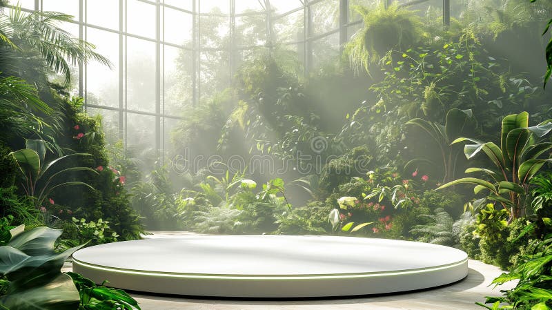 A Large, Round Stage is Surrounded by Lush Greenery and Plants. Product ...