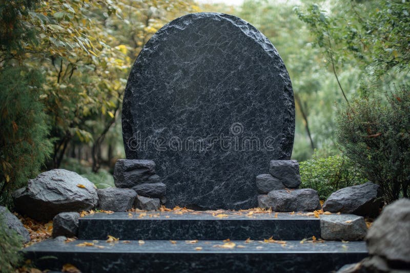 Large Round Stone Monument Surrounded by Trees and Fallen Leaves Stock ...