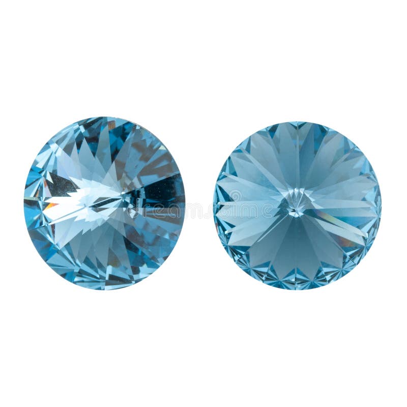 Large Round Turquoise Crystal Rhinestones. Front and Side View Stock ...