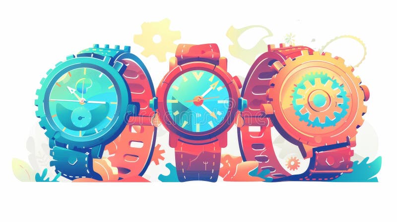 A Large Round Watch with Gear is Isolated on a White Background ...