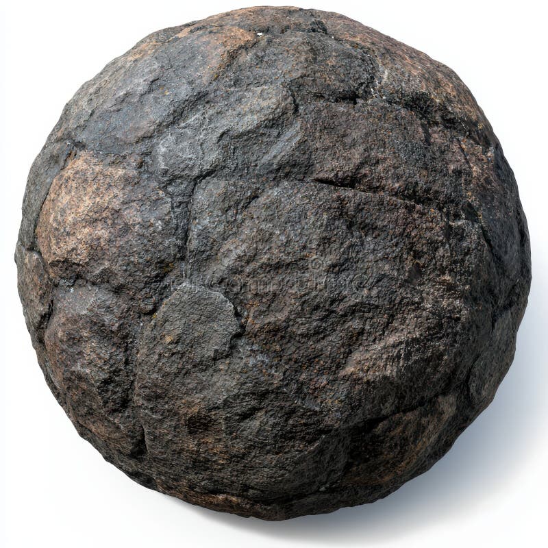 A Large, Round, Weathered Rock on a White Background. Stock ...