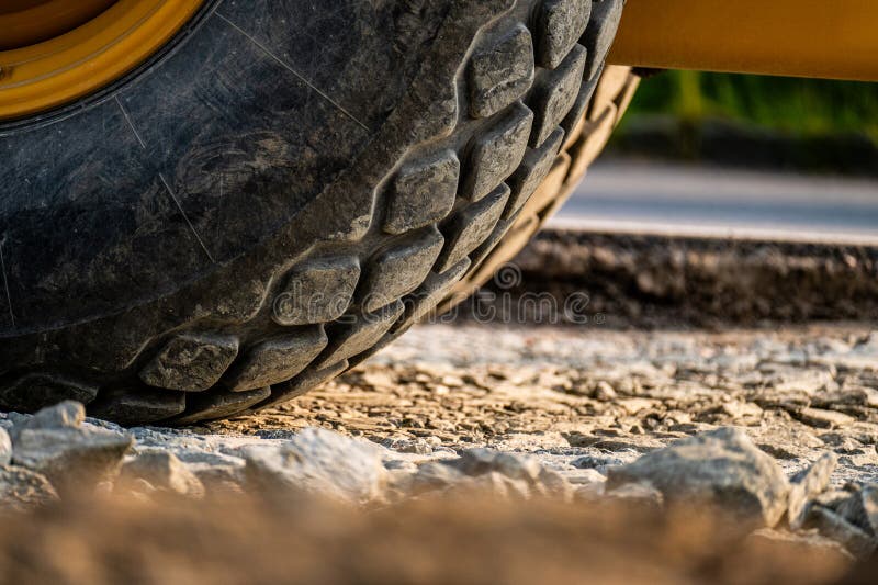 Large Rubber Wheel of a Construction Machine.. Stock Photo - Image of ...
