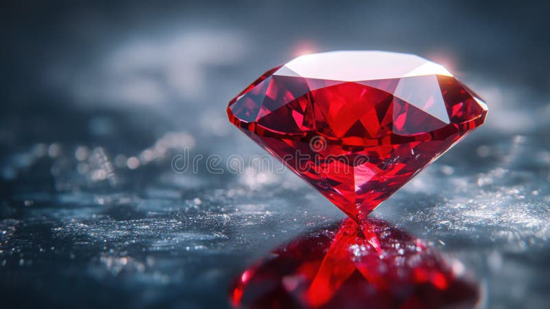 Large Ruby Gemstone Rests on Speckled Surface. the Red Stone Reflects ...
