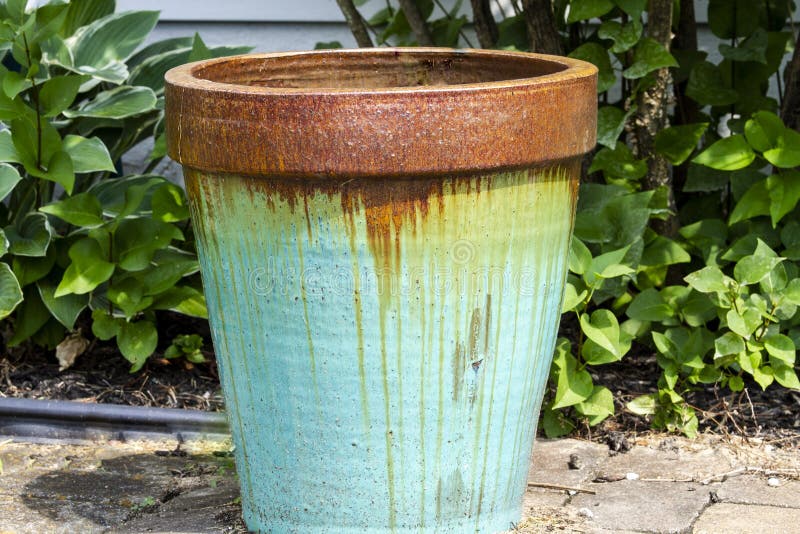 Large Rugged and Unique Planter with Rustic Effect Stock Photo - Image ...