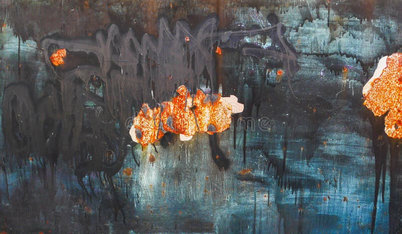 Large Rust Stain on the Surface of Old Worn Paint. Stock Photo - Image ...