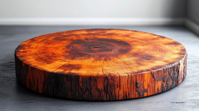 A Large, Rustic Circular Wood Piece with Concentric Rings, Set on a ...