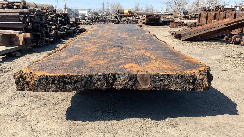 Large Rustic Live Edge Wood Table Stock Image - Image of dining, unique ...