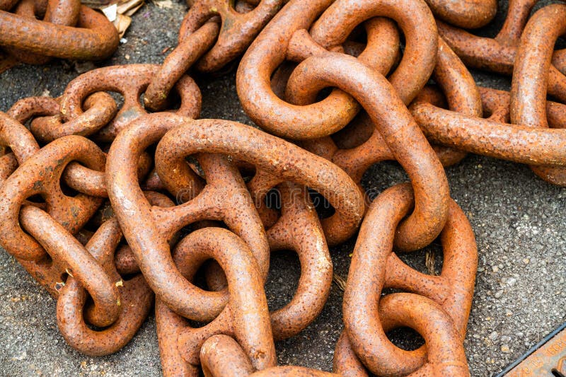Large Rusty Chain in a Pile Stock Image - Image of nautical, rust ...